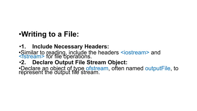 this file is related to c++ files how to write and read from files | PPTX