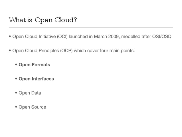 Open Cloud Computing Interface Presentation | PPT | Cloud Computing | Internet