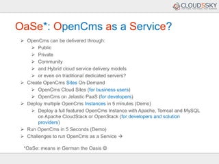 OpenCms Days 2012 - OpenCms on open clouds | PDF | Cloud Computing | Internet