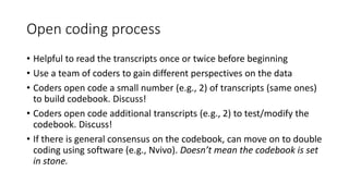Open coding training in qualitative research | PPT
