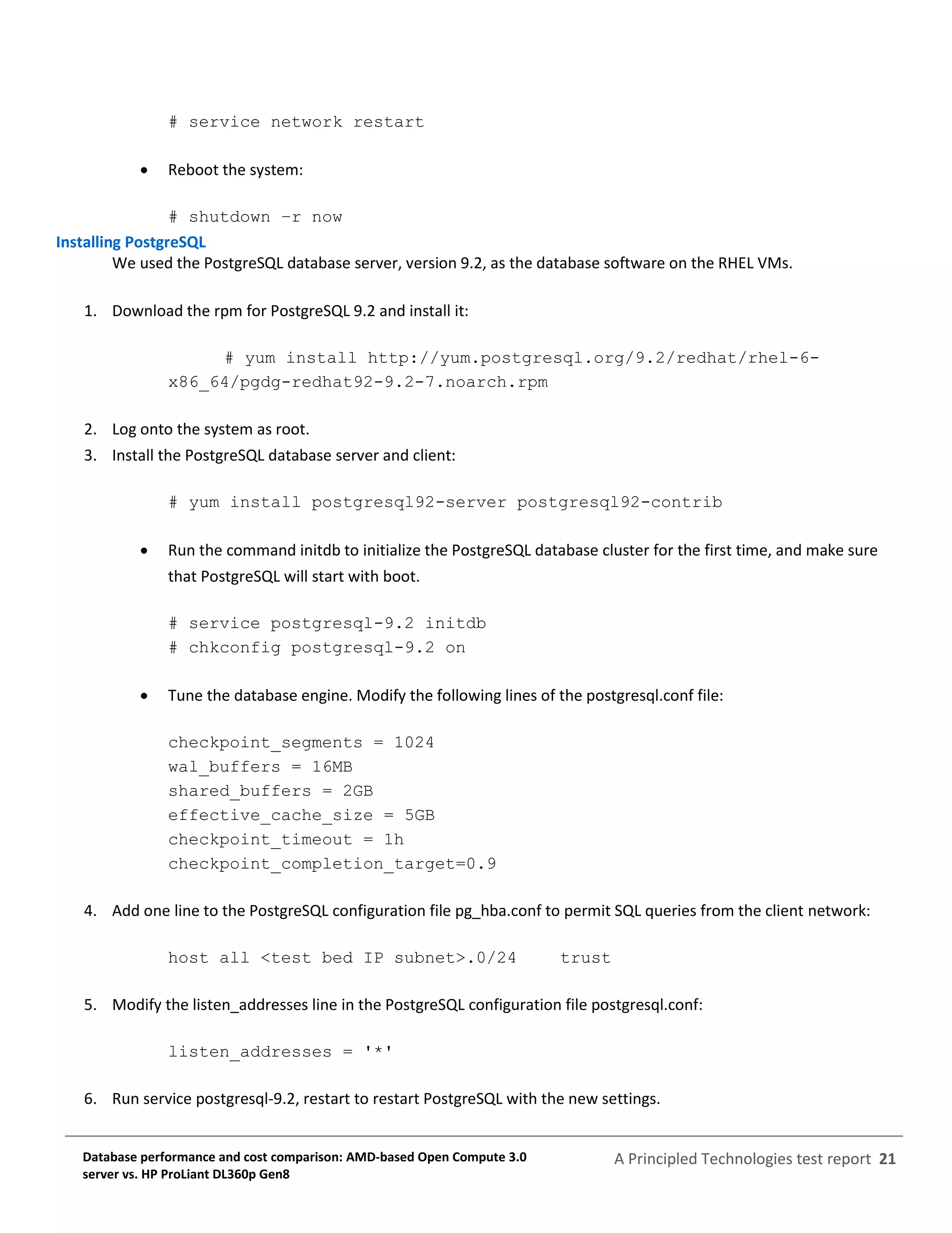 Database performance and cost comparison: AMD-based Open Compute 3.0 server vs. HP ProLiant ...