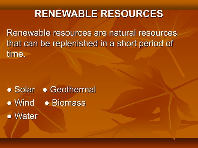 Renewable and Non- renewable energy Sources | PPT