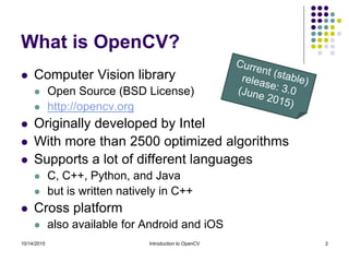 Introduction to OpenCV 3.x (with Java) | PPT