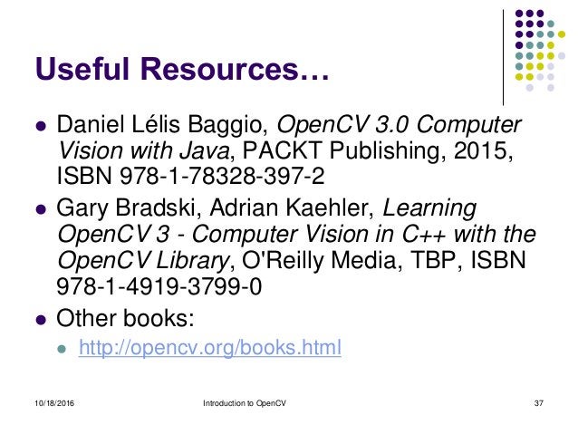 Introduction to OpenCV 3.x (with Java) | PPT
