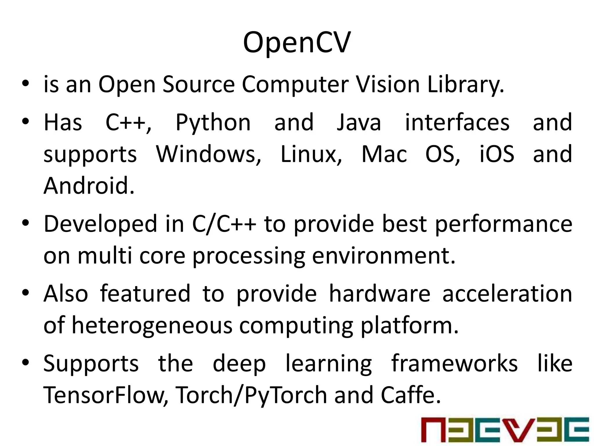 Open Computer Vision Based Image Processing | PPTX