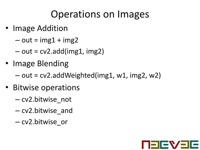 Open Computer Vision Based Image Processing | PPT