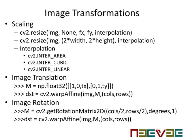 Open Computer Vision Based Image Processing | PPT