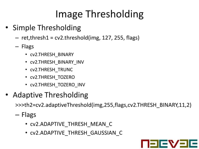 Open Computer Vision Based Image Processing | PPT