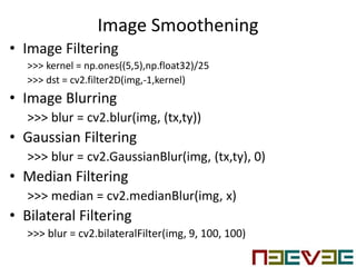 Open Computer Vision Based Image Processing | PPTX