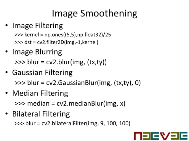 Open Computer Vision Based Image Processing | PPT