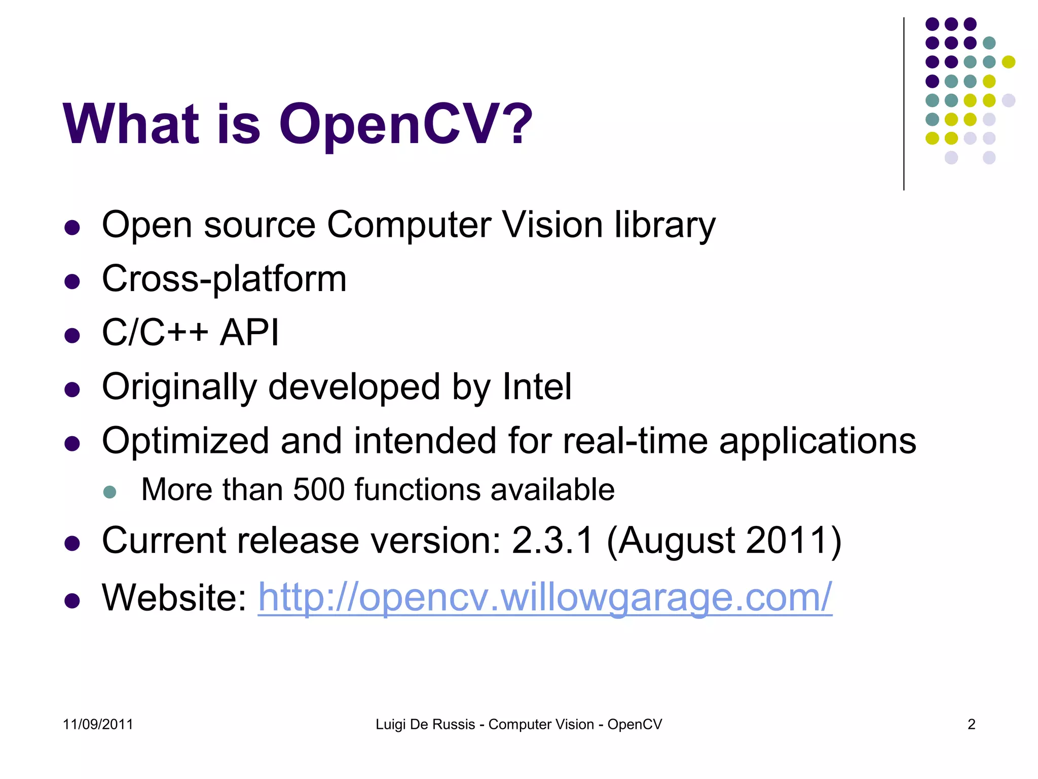 Introduction to OpenCV 2.3.1 | PPT