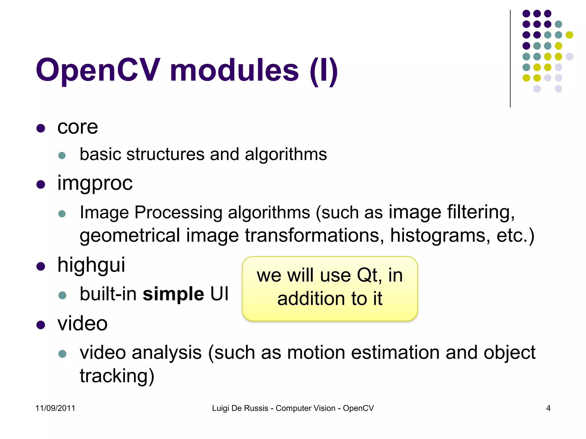 Introduction to OpenCV 2.3.1 | PPT