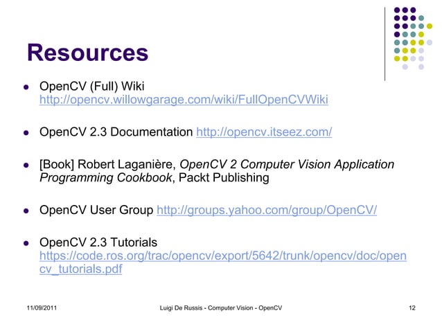 Introduction to OpenCV 2.3.1 | PPT