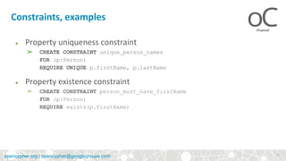 Future features for openCypher: Schema, Constraints, Subqueries, Configurable Pattern Matching ...