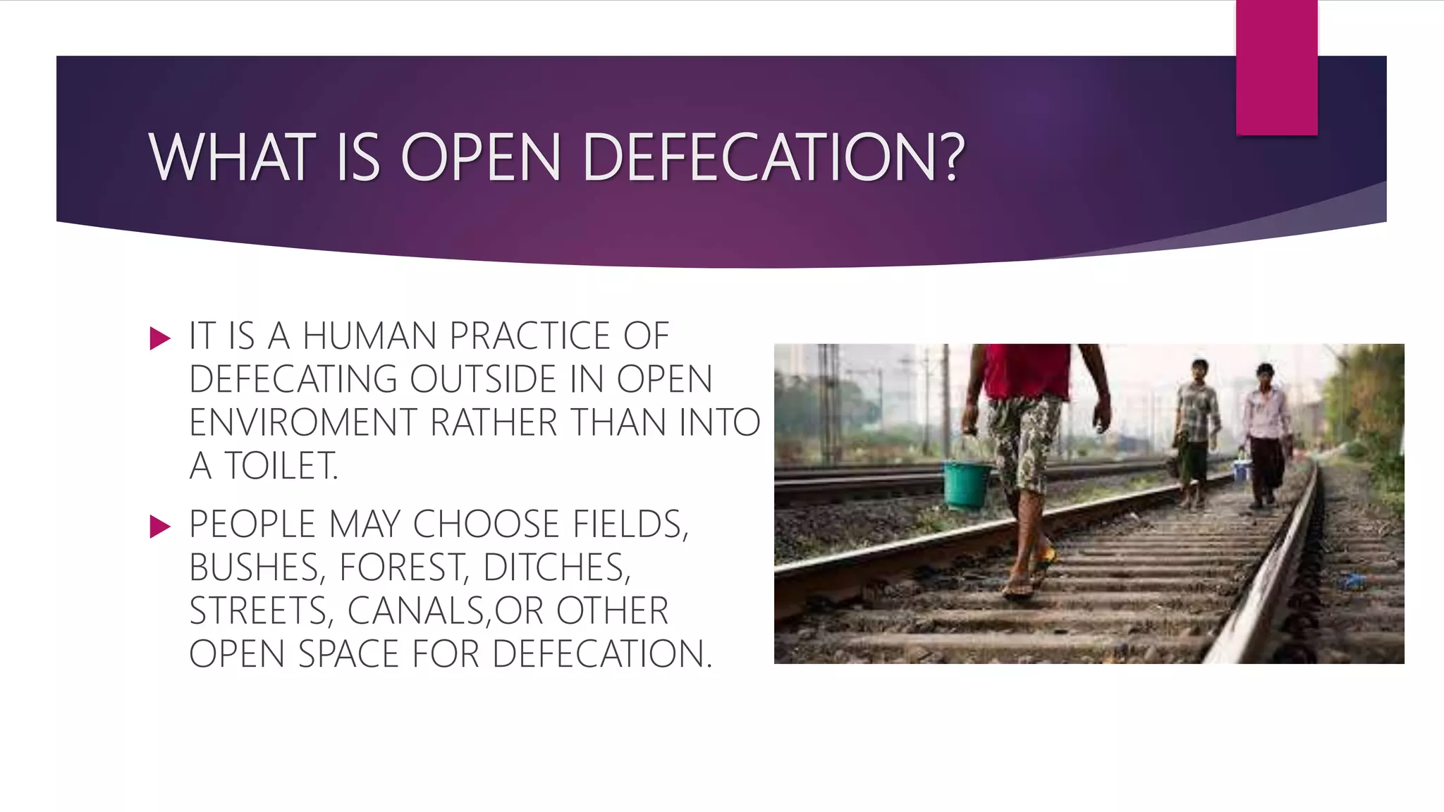 Open defecation | PPTX | Digestive Disorders | Diseases and Conditions