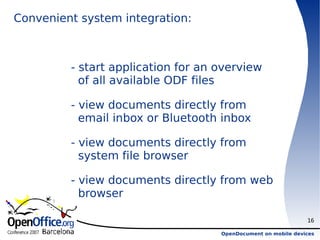 OpenDocument on Mobile Devices | ODP