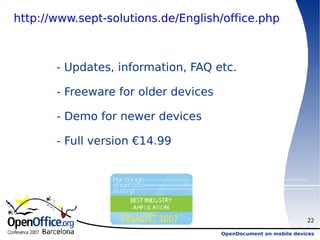 OpenDocument on Mobile Devices | ODP