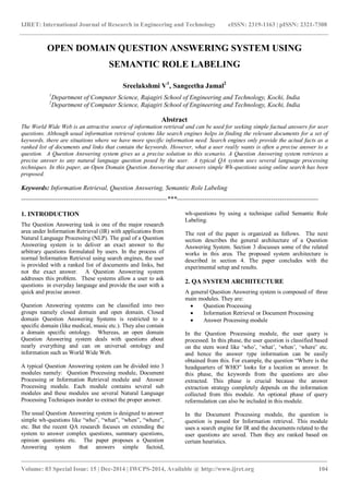 Open domain question answering system using semantic role labeling | PDF