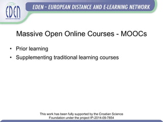 European Distance Learning Week: Open Education at the micro level: “Use of MOOCs in Traditional ...