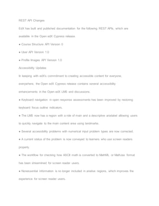 Open edX Cypress Release Features | DOCX