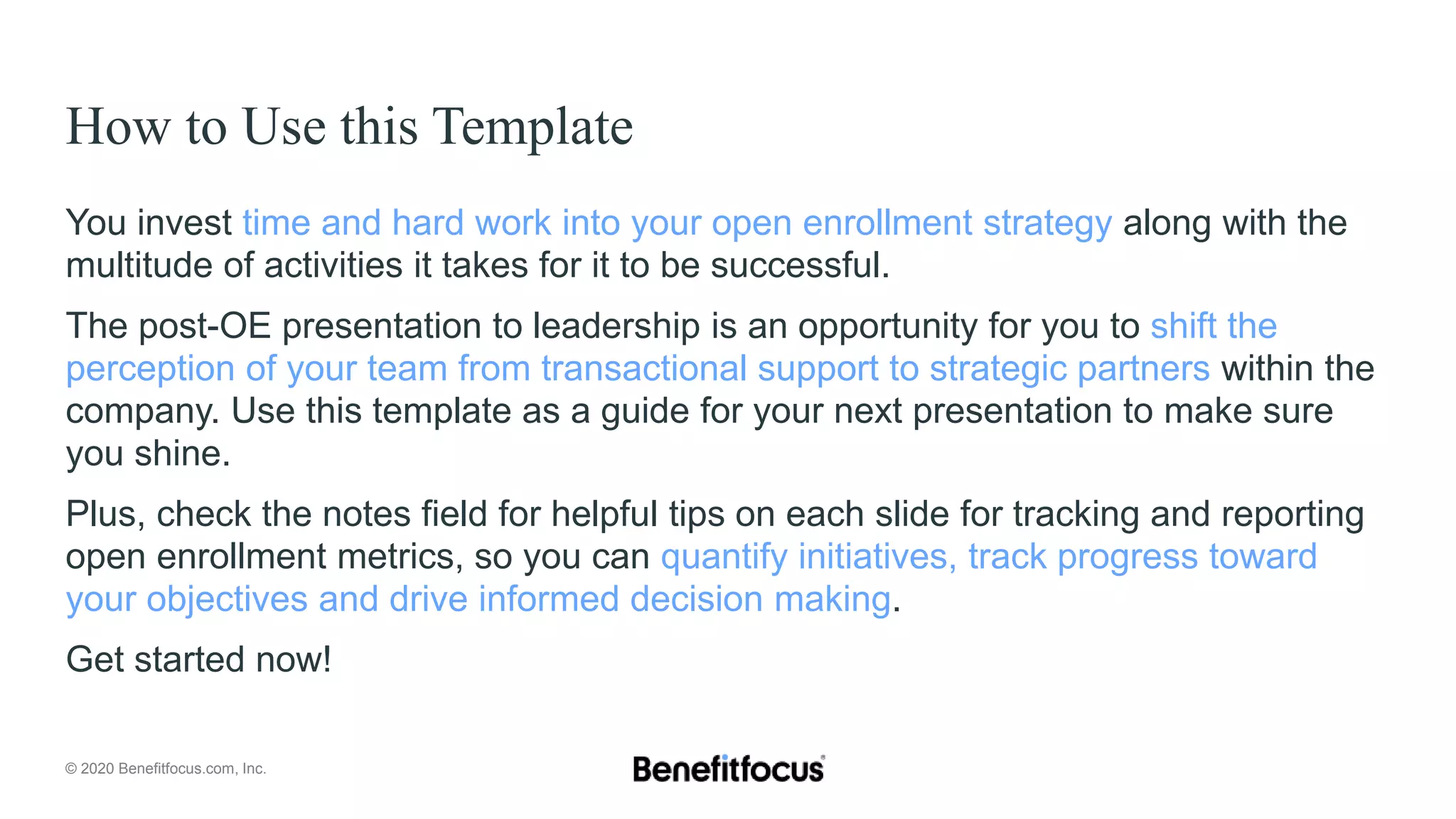 Open Enrollment Metrics Report Template | PPTX