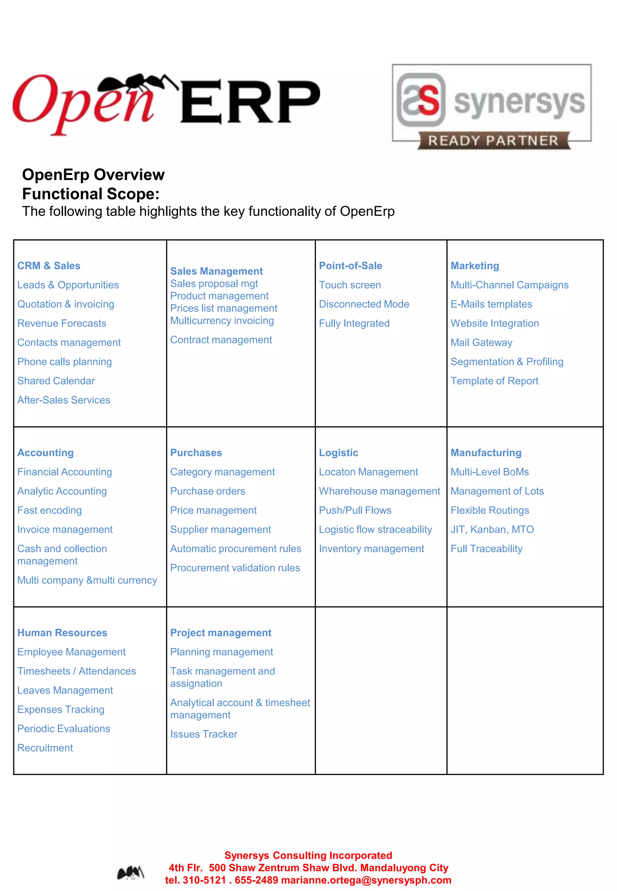 Open erp brochures | PPTX