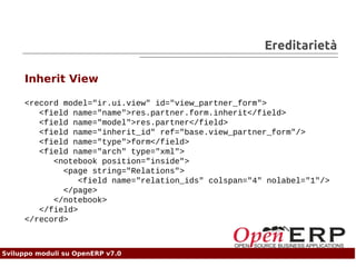 OpenERP 7.0 - Sviluppo Moduli | PPT