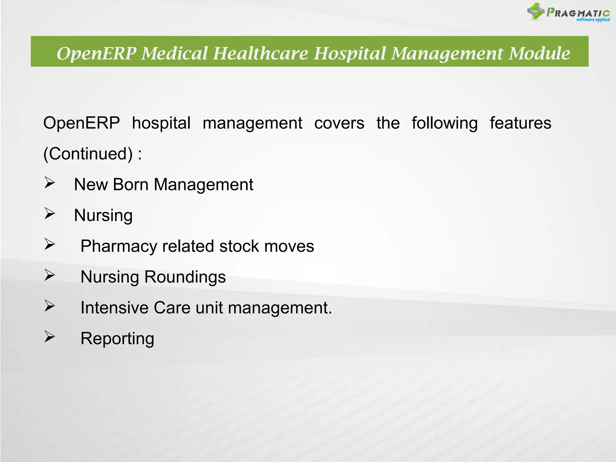 Odoo OpenERP 7 Medical Healthcare and Hospital Management System | PPT