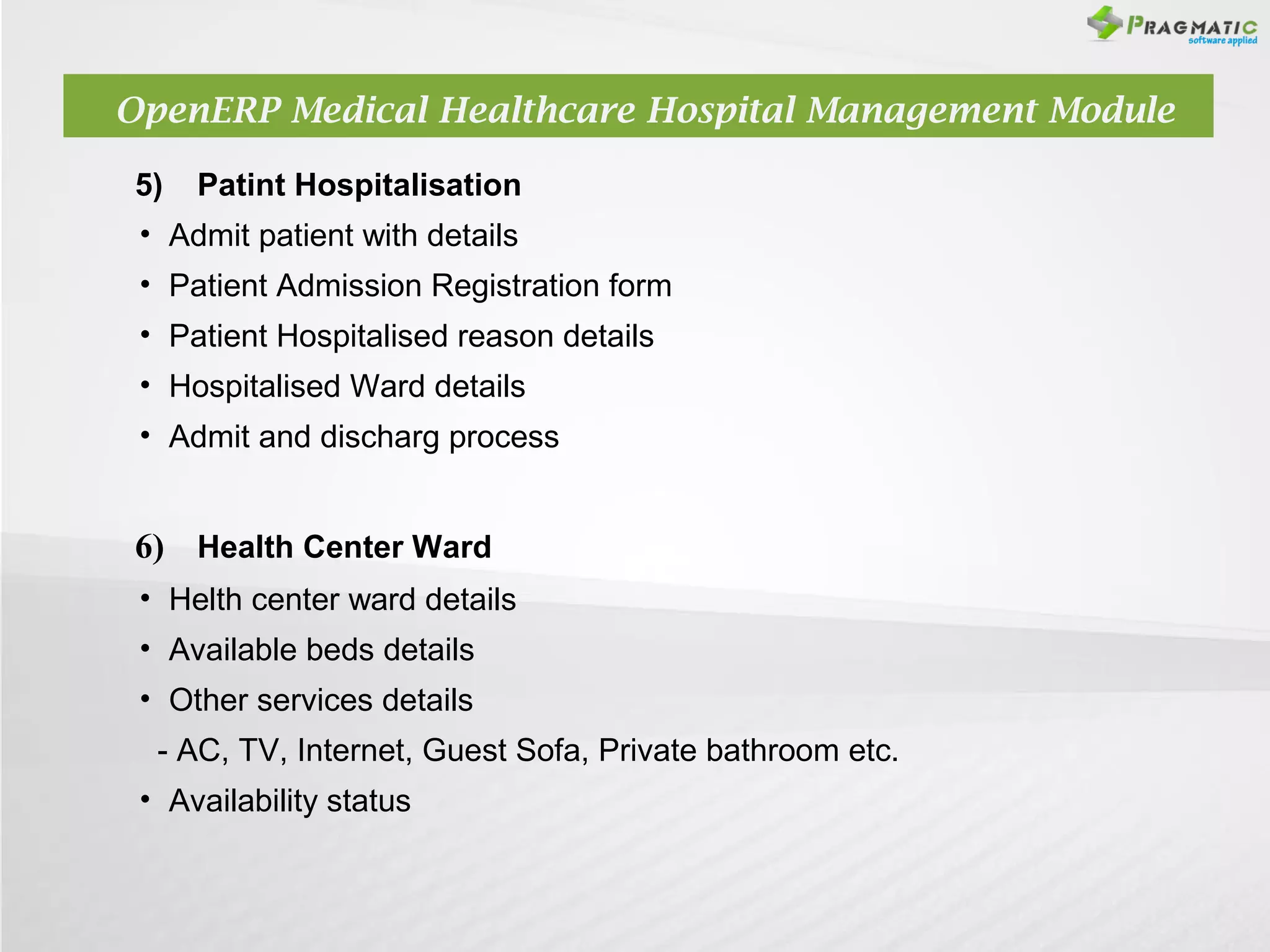 Odoo OpenERP 7 Medical Healthcare and Hospital Management System | PPT