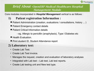 Odoo OpenERP 7 Medical Healthcare and Hospital Management System | PPT