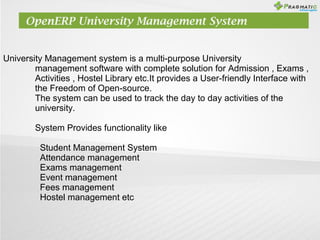 Odoo OpenERP 7 University Management System | PPT | College Planning ...