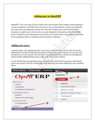 How to Add / Delete User in OpenERP | PDF