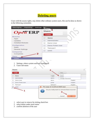 How to Add / Delete User in OpenERP | PDF