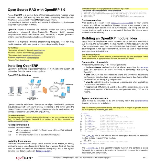 Open Source RAD with OpenERP 7.0 | PDF