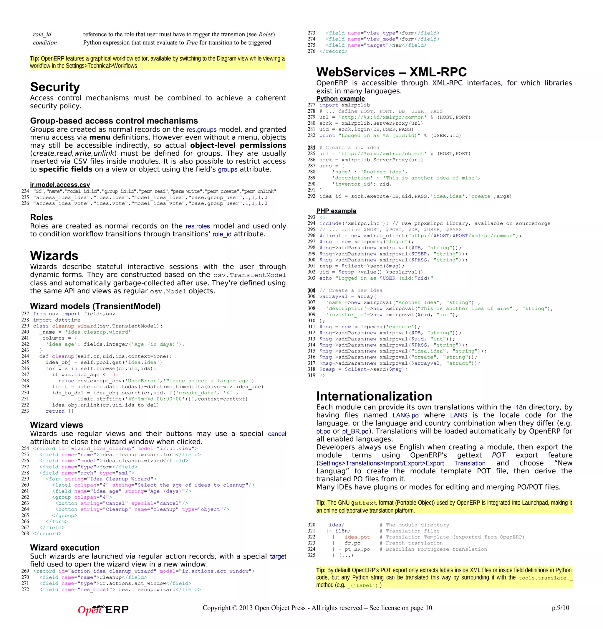 OpenERP Technical Memento V0.7.3 | PDF