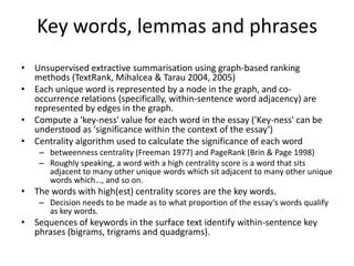 OpenEssayist: Extractive Summarisation and Formative Assessment (DCLA13 ...