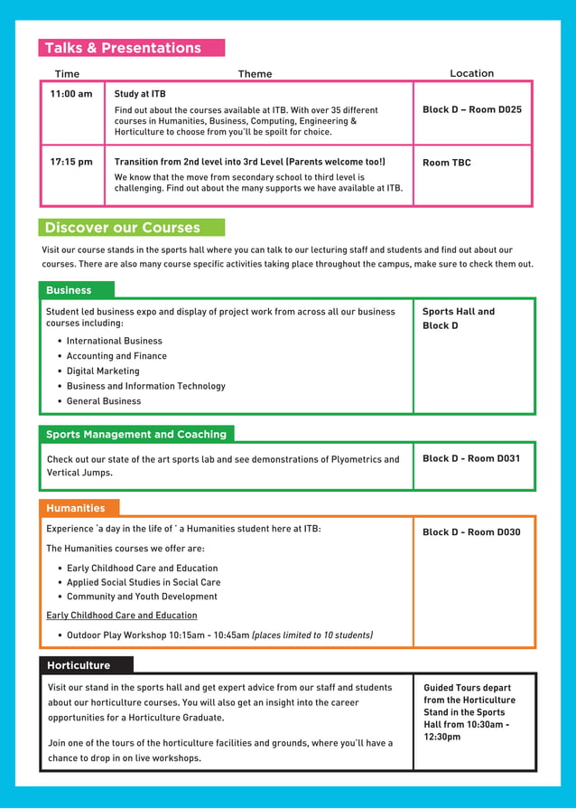 ITB Open Day Schedule November 2018 | PDF