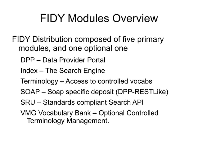 OpenFIDY Module & Architecture Overview | ODP