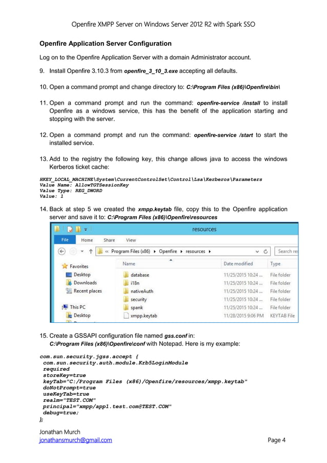 Openfire xmpp server on windows server 2012 r2 with spark sso | PDF ...