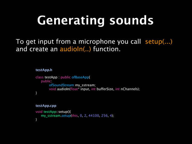 openFrameworks 007 - sound | PPT