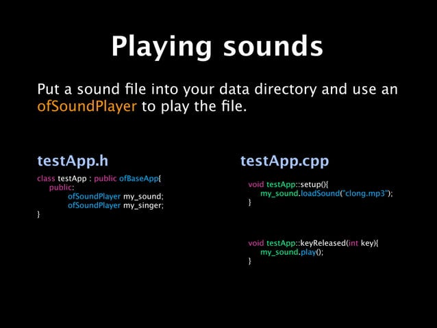 openFrameworks 007 - sound | PPT