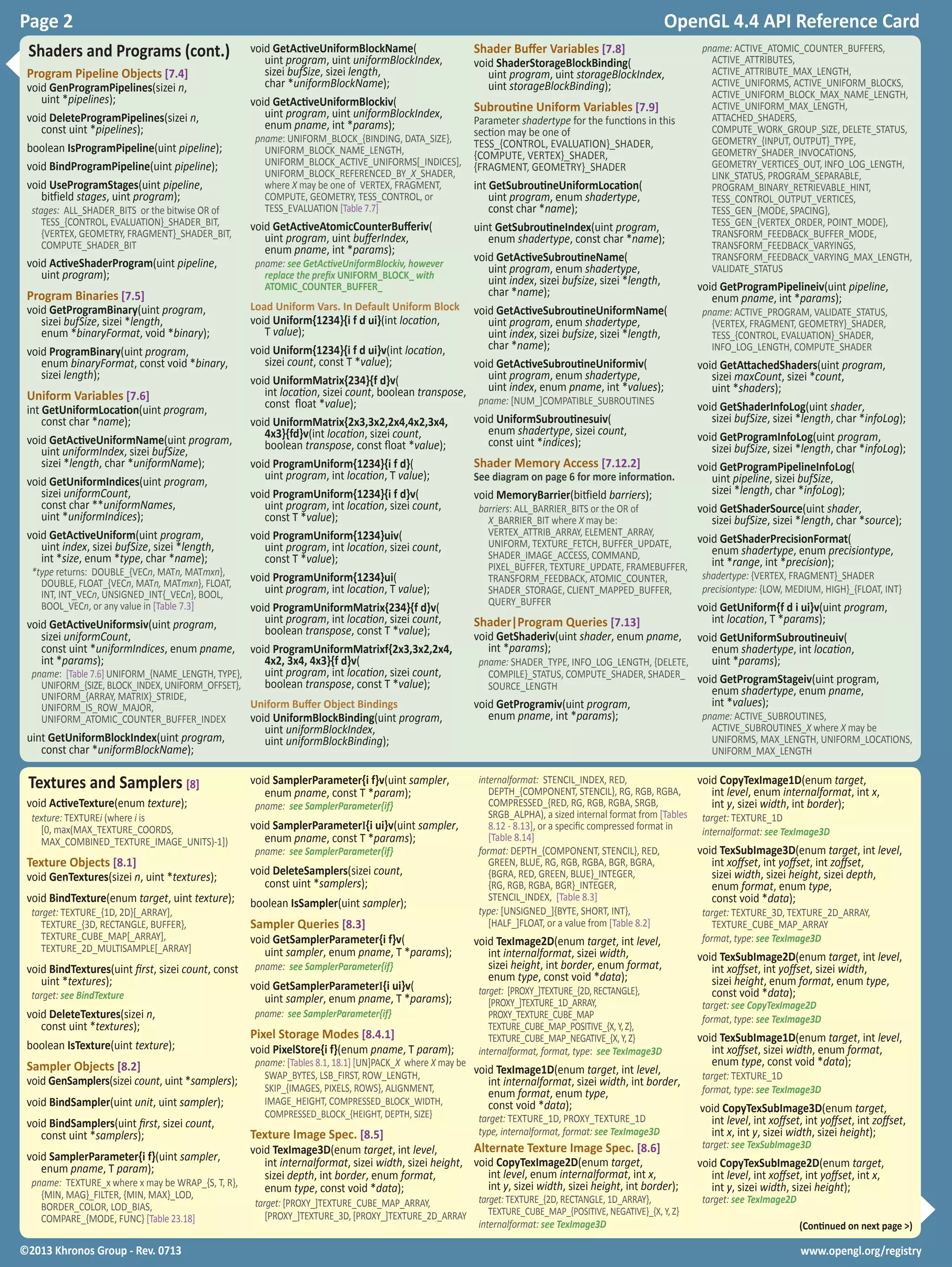 Opengl4 quick reference card | PDF