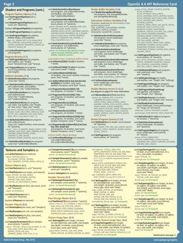 OpenGL 4.4 Reference Card | PDF