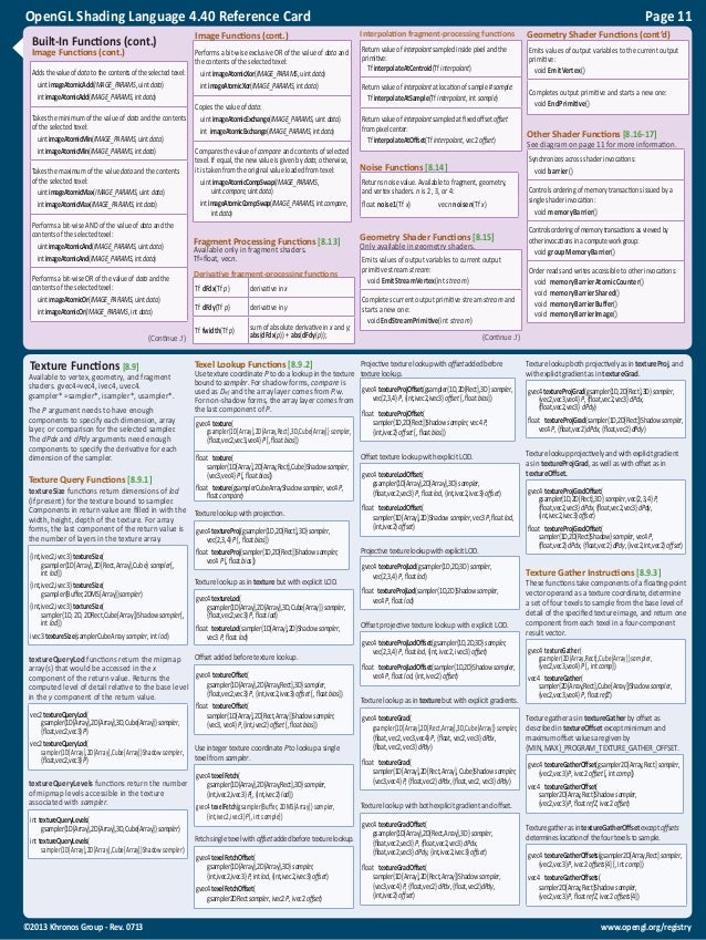 OpenGL 4.4 Reference Card