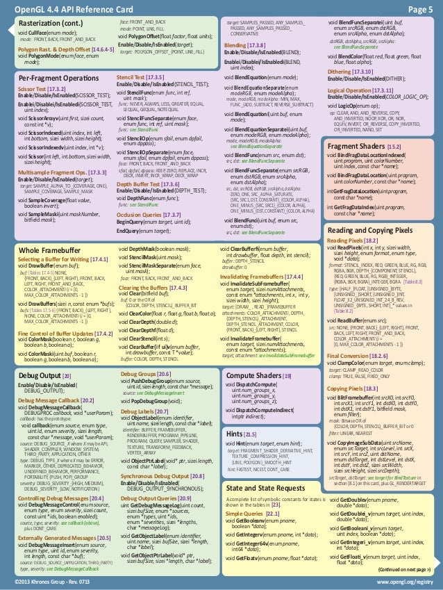 OpenGL 4.4 Reference Card