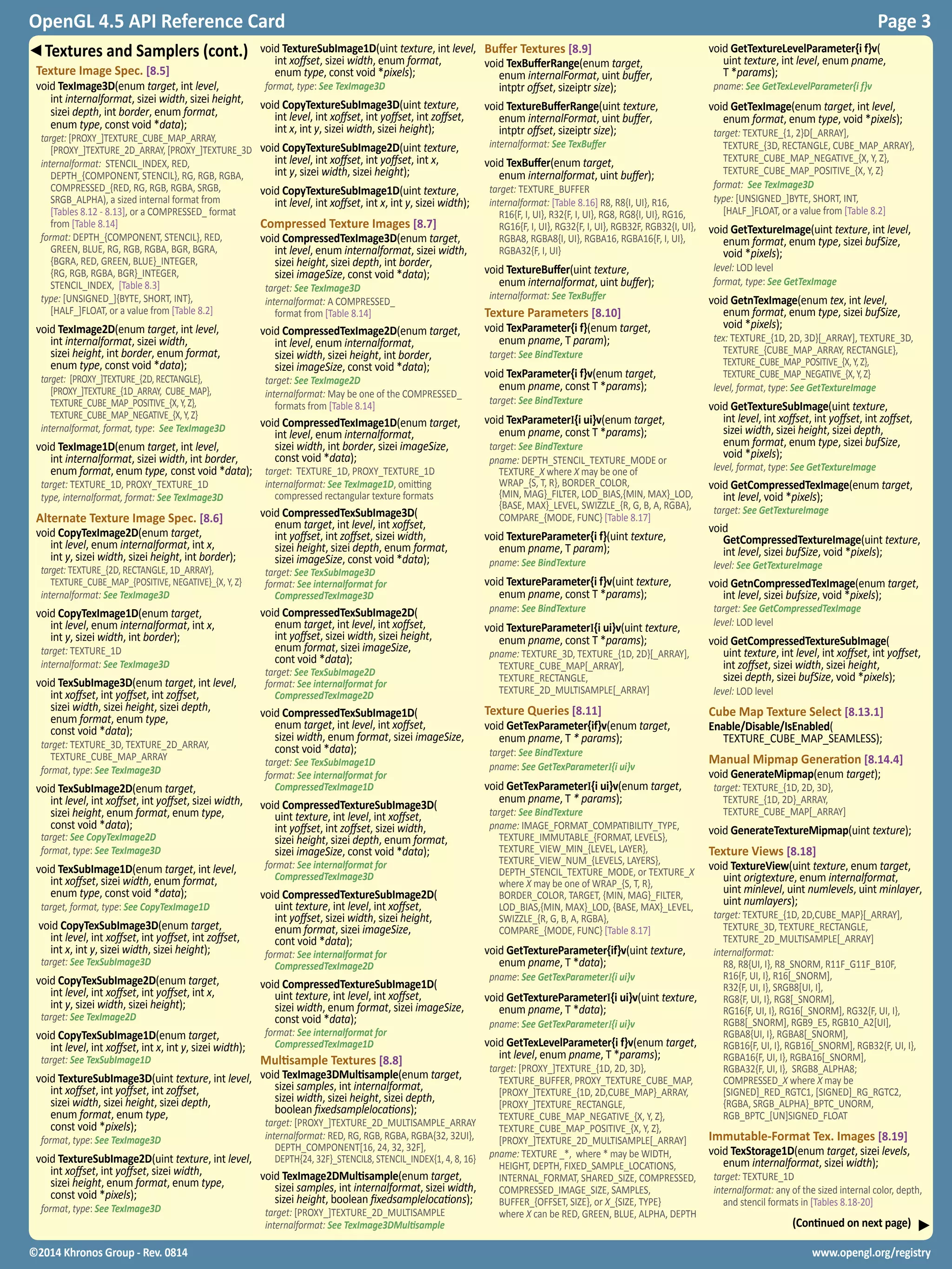 OpenGL 4.5 Reference Card | PDF