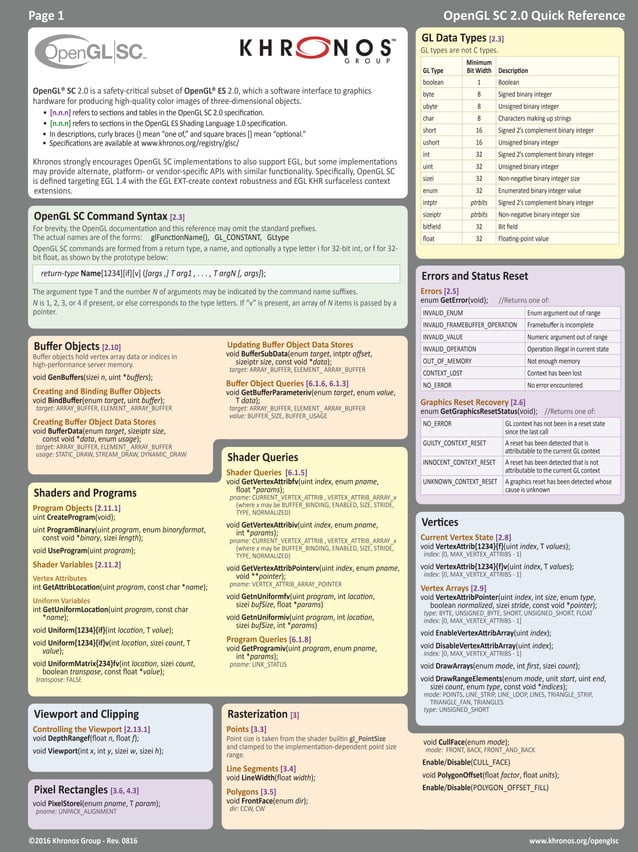 OpenGL SC 2.0 Quick Reference | PDF | Programming Languages | Computing
