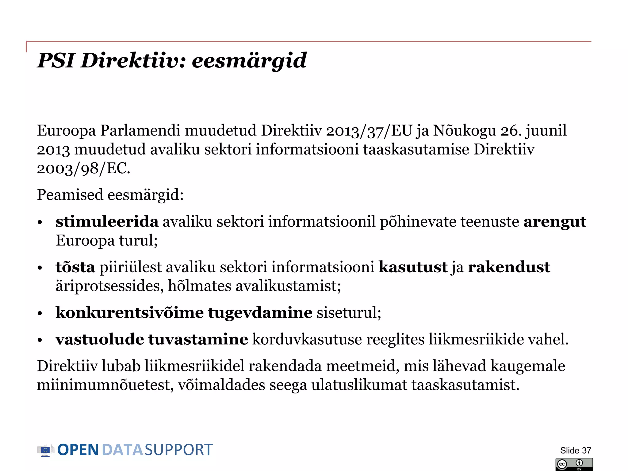 Open government data and the psi directive et | PPT