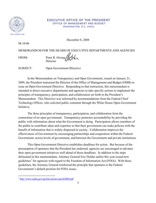 Transparency And Open Government Directive