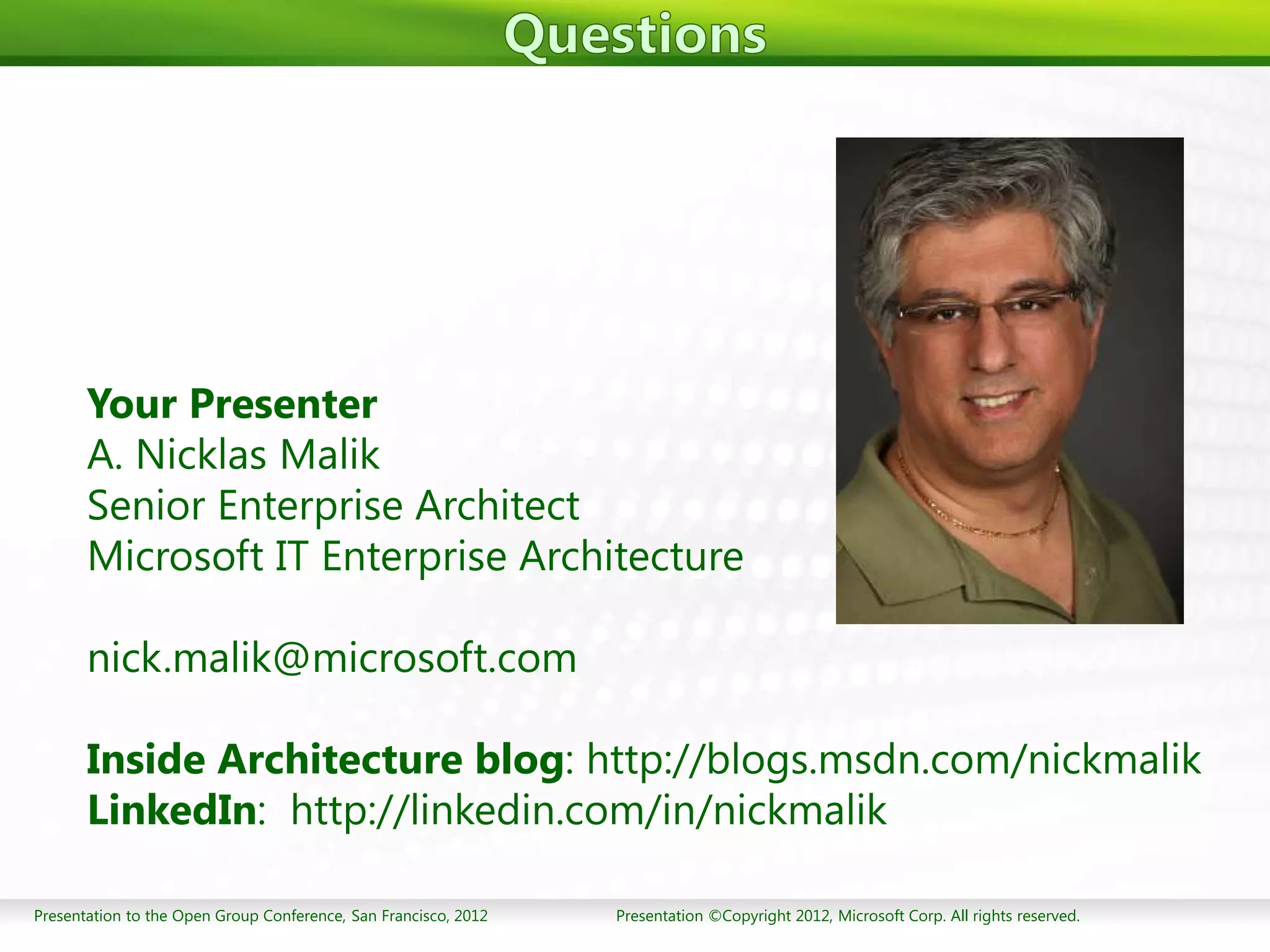 Open Group Presentation on MSBI method of creating Enterprise ...